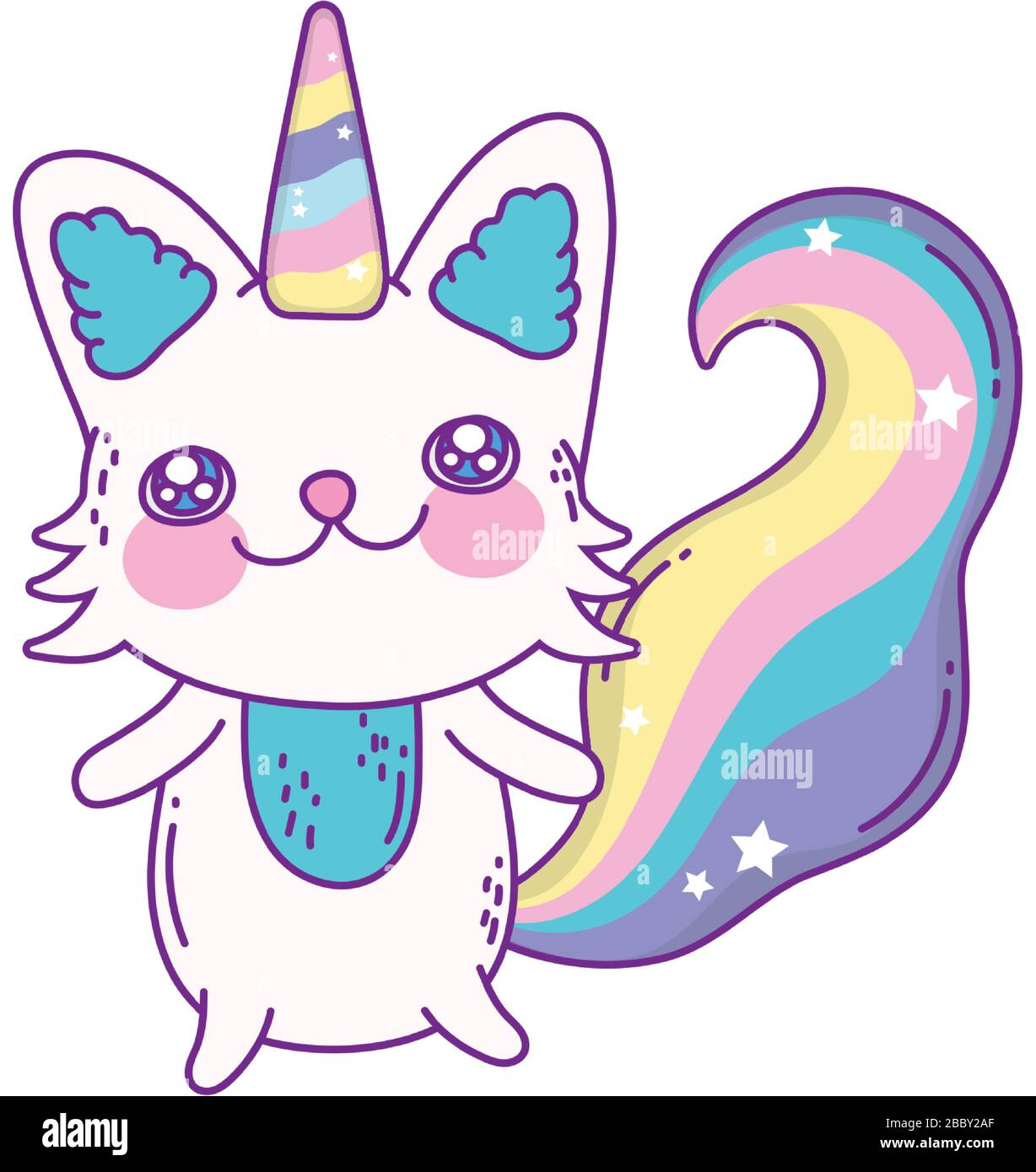 Kawaii caticorn cartoon design, magic fantasy fairytale childhood ...