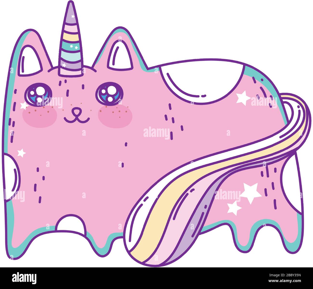 Kawaii caticorn cartoon design, magic fantasy fairytale childhood ...
