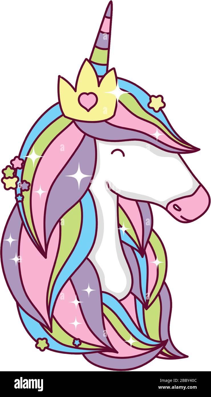 unicorn horse cartoon with crown design, magic fantasy fairytale ...