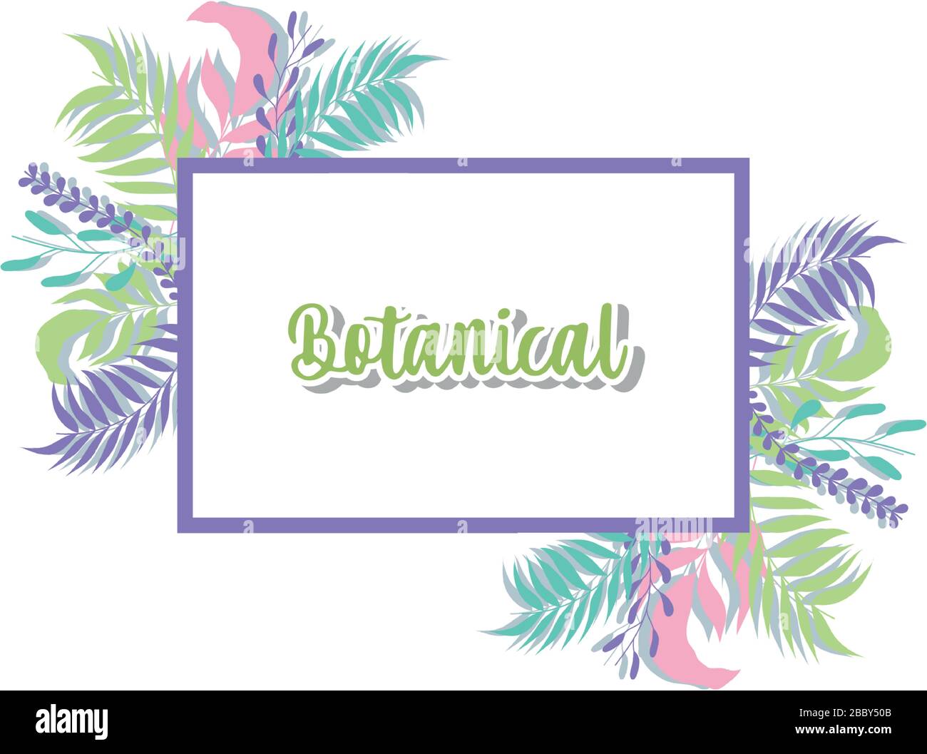 Botanical frame over leaves design of Floral nature plant garden ...