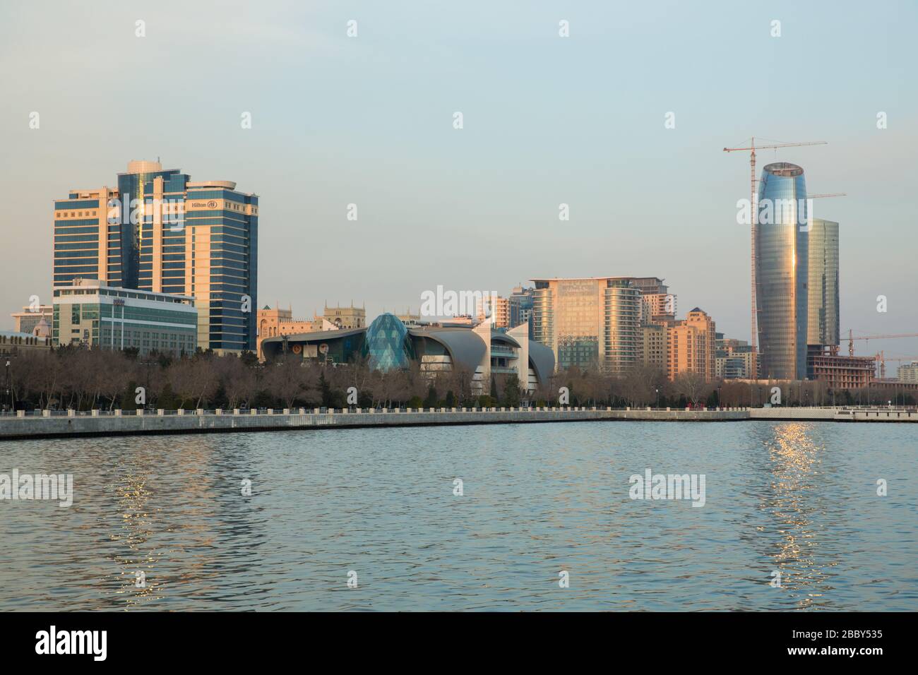 Panoramic view of the Caspian Sea in Baku. Panoramic view of Baku ...