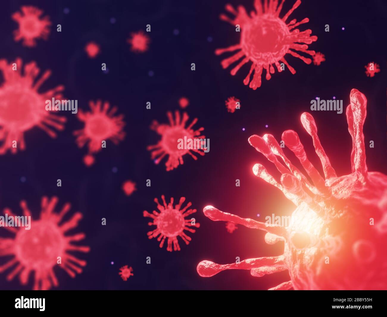Covid Sars Mers Virus 3D Illustration concept model design render for ...