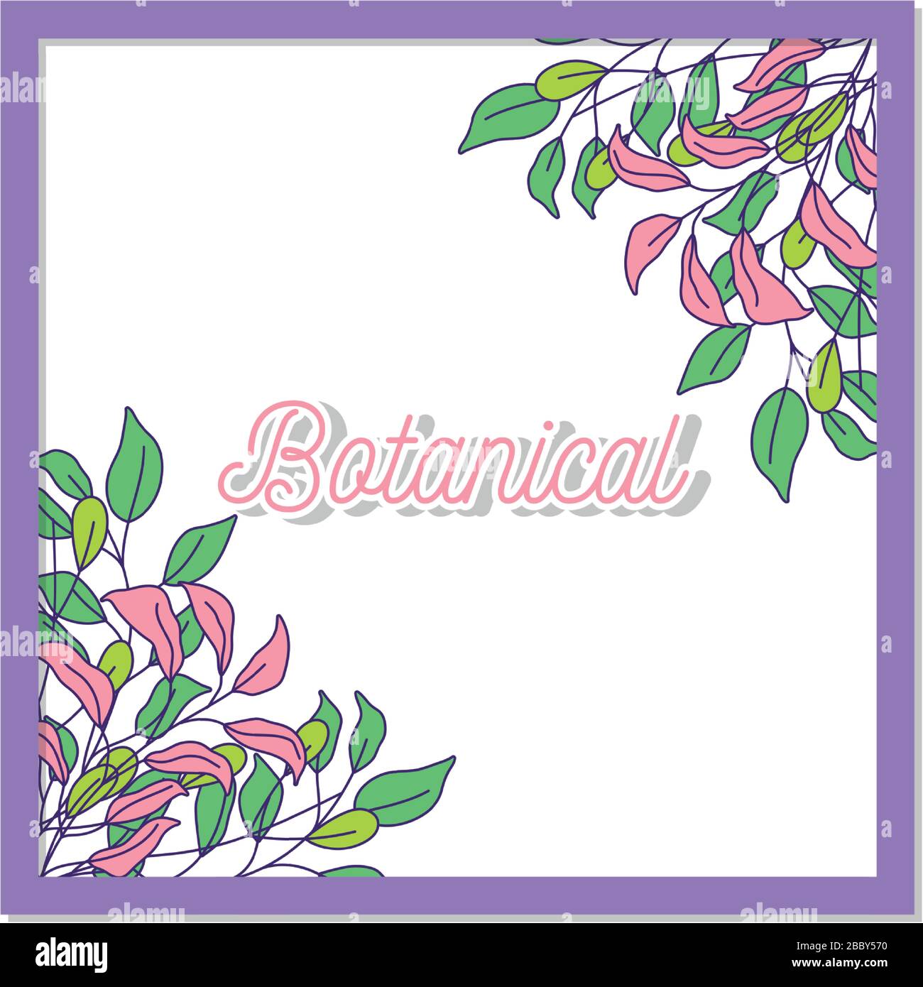 Botanical leaves frame design of Floral nature plant garden ornament ...