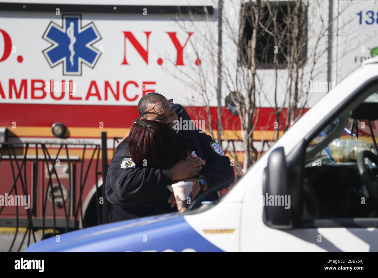 April 1, 2020, New York, NY, USA: April 1, 2020: An EMT paramedic ...