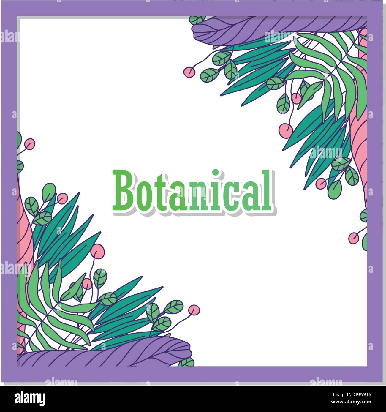 Botanical leaves frame design of Floral nature plant garden ornament ...