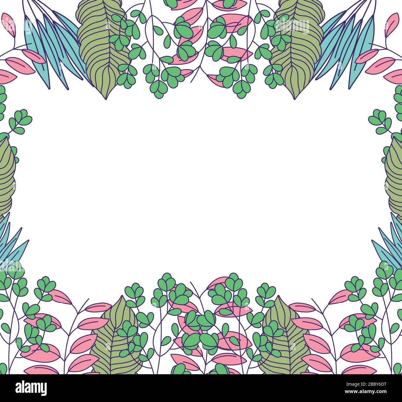 Botanical leaves frame design of Floral nature plant garden ornament ...