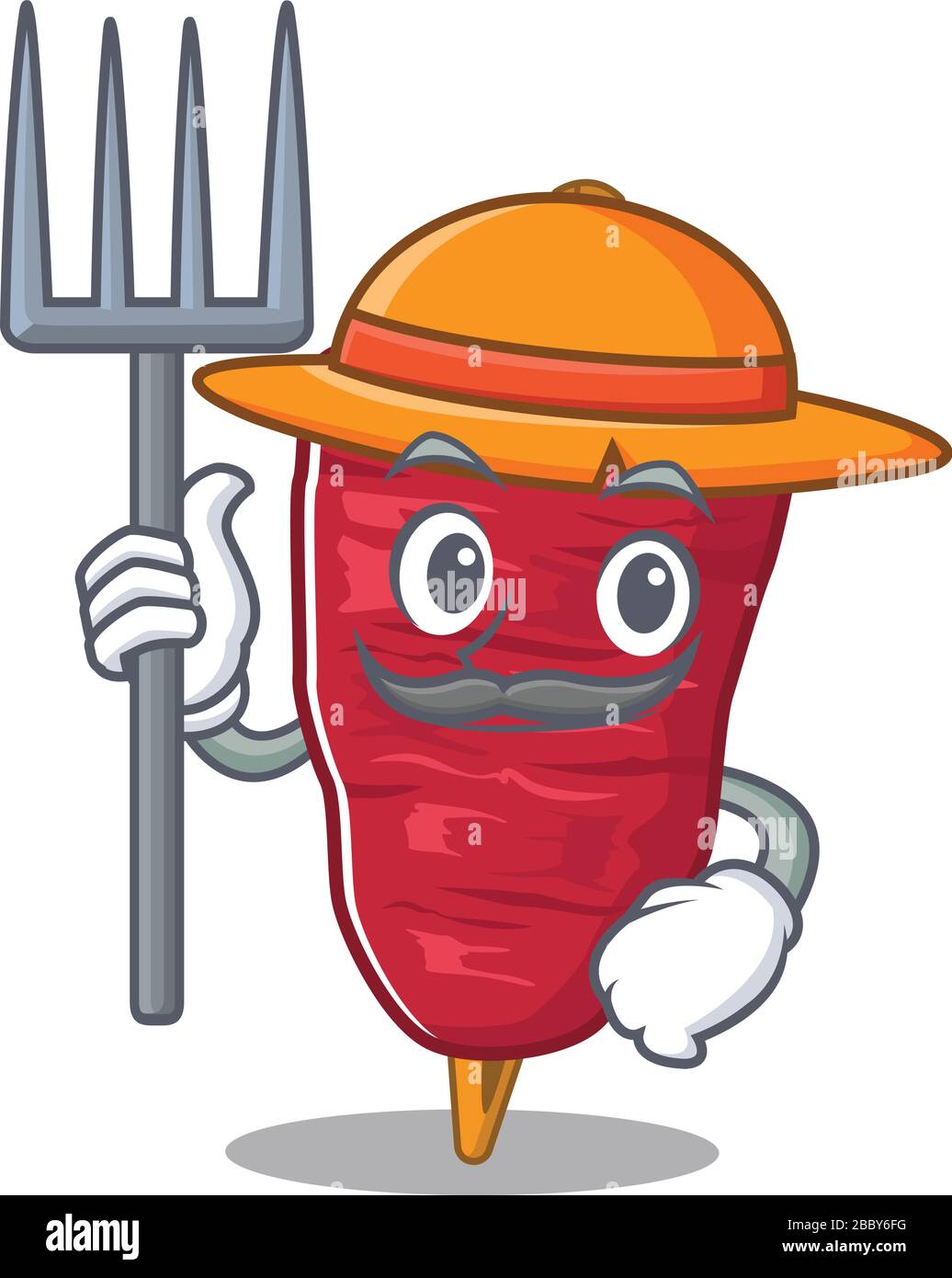 Cartoon character design of doner kebab as a Farmer with hat and ...