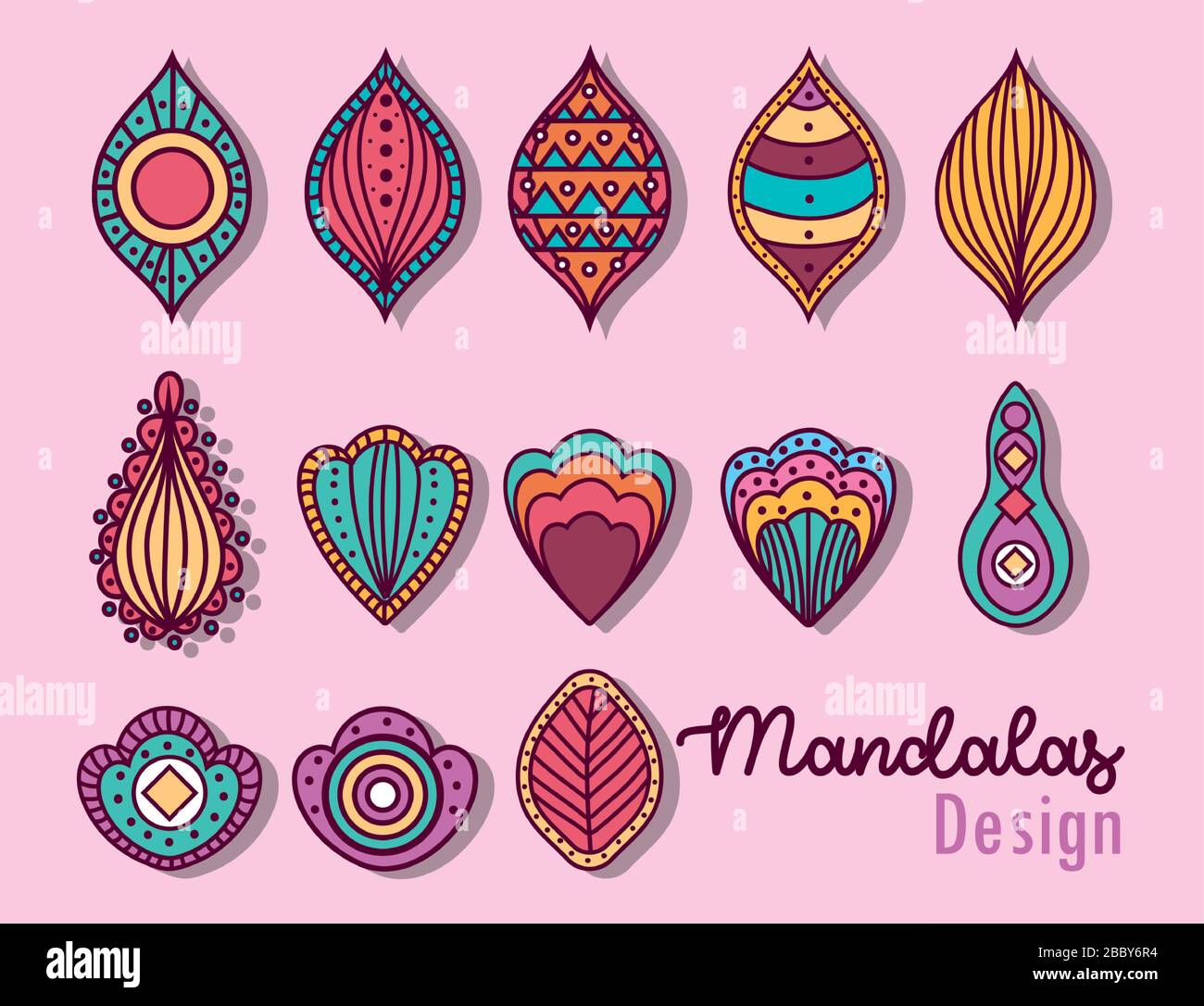 Mandala leaves drops feathers design of Bohemic ornament indian ...