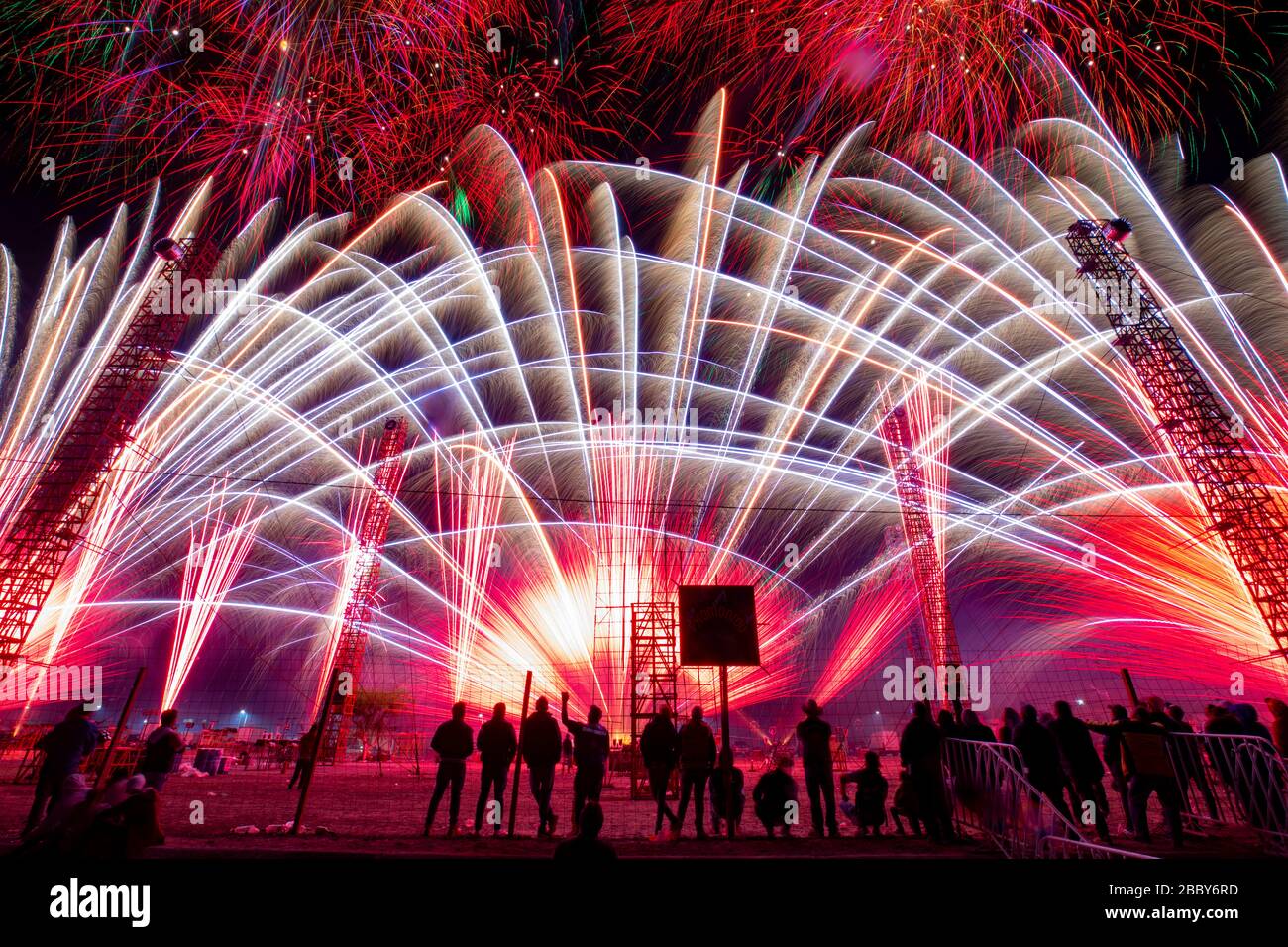 People watching a fireworks show in Tultepec, Mexico Stock Photo - Alamy
