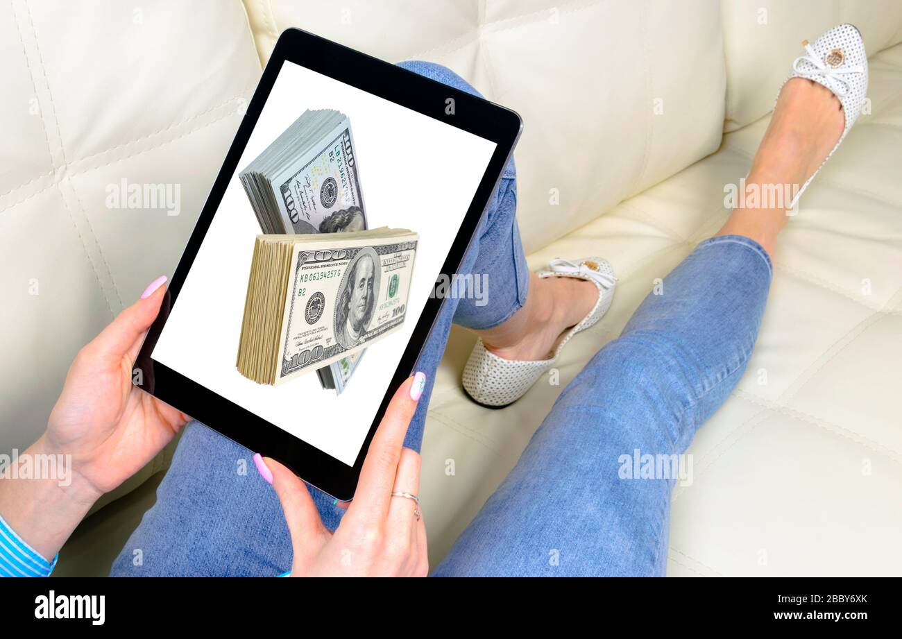 Make money online. Business concept with making profit using internet ...