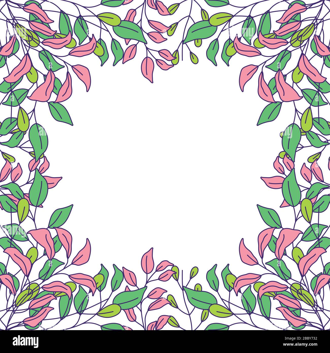 Botanical leaves frame design of Floral nature plant garden ornament ...