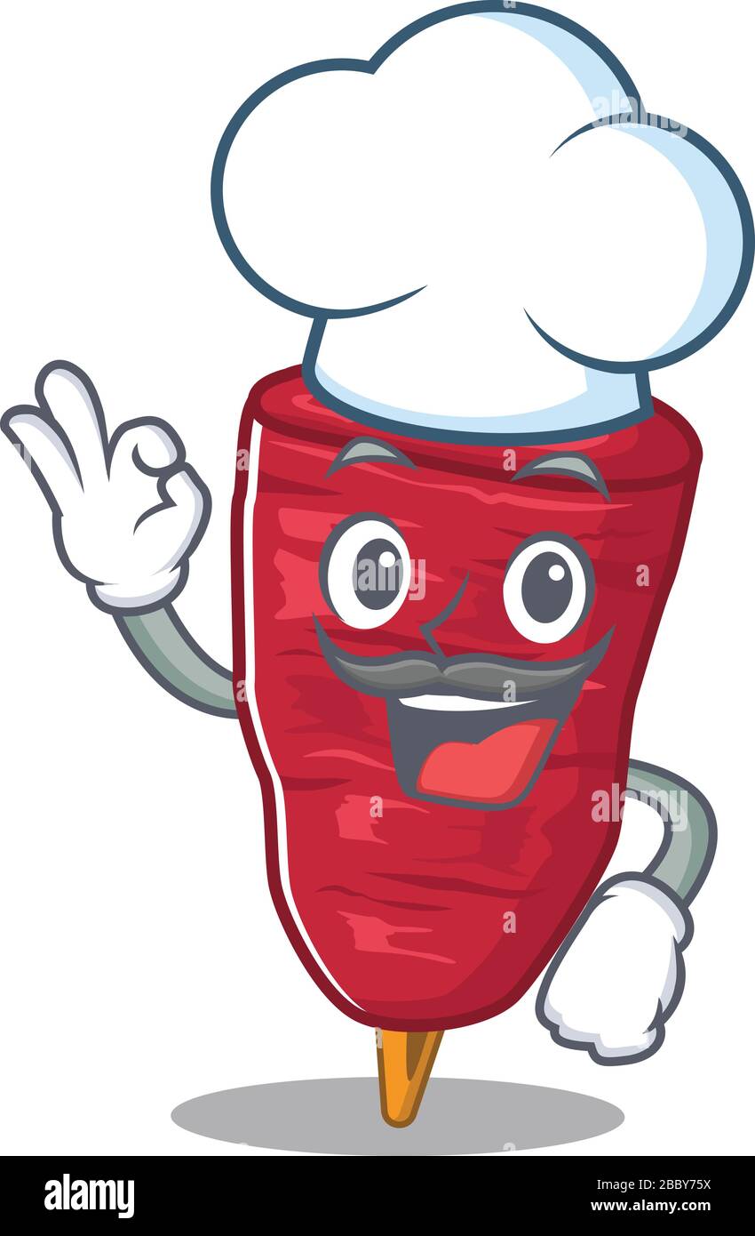 Doner kebab chef cartoon design style wearing white hat Stock Vector ...