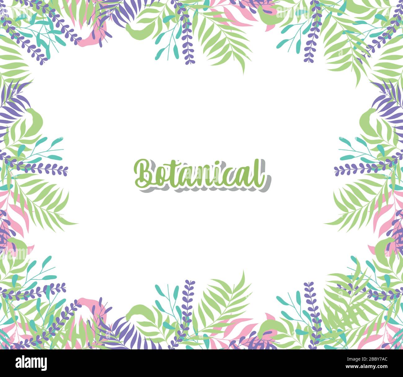 Botanical leaves frame design of Floral nature plant garden ornament ...