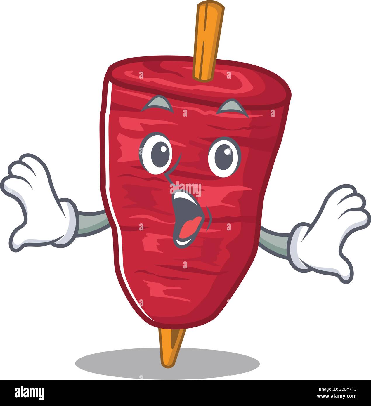 Cartoon design style of doner kebab has a surprised gesture Stock ...