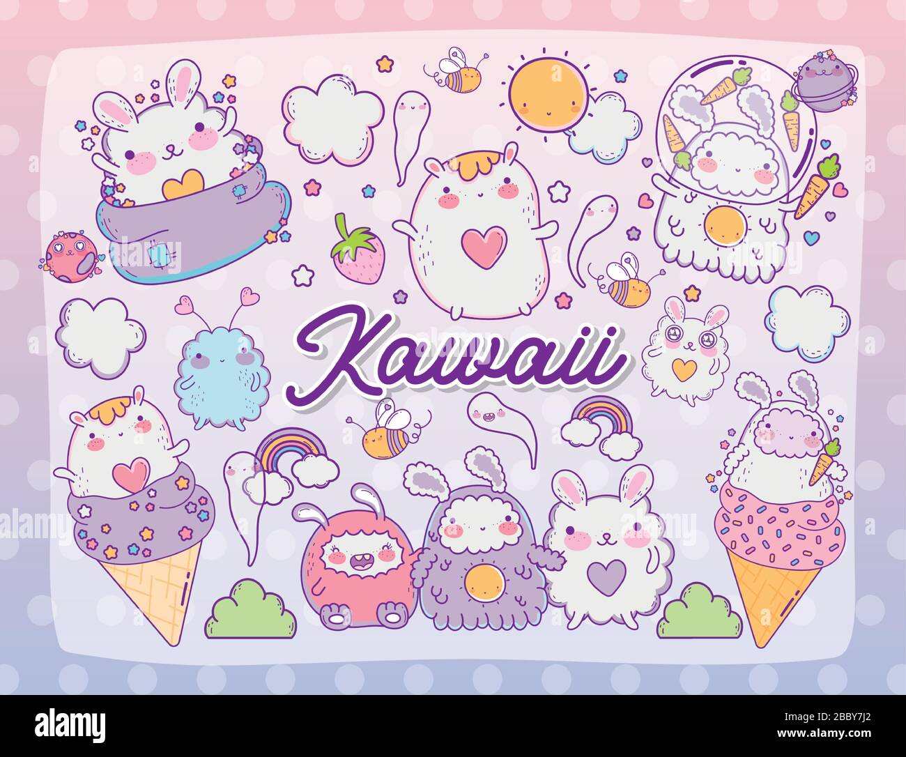 Kawaii store cartoons design, expression cute character funny and ...
