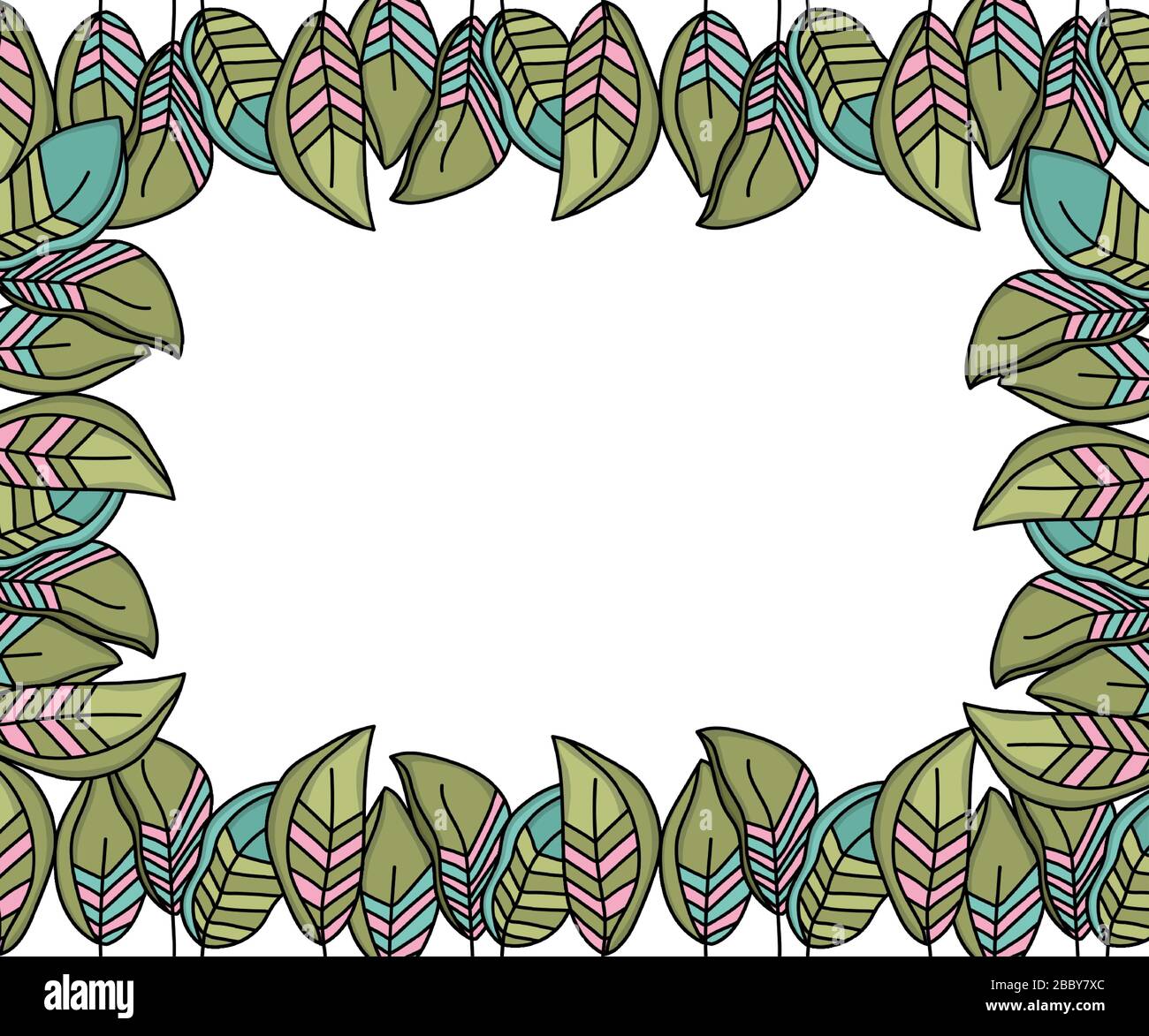 Botanical leaves frame design of Floral nature plant garden ornament ...