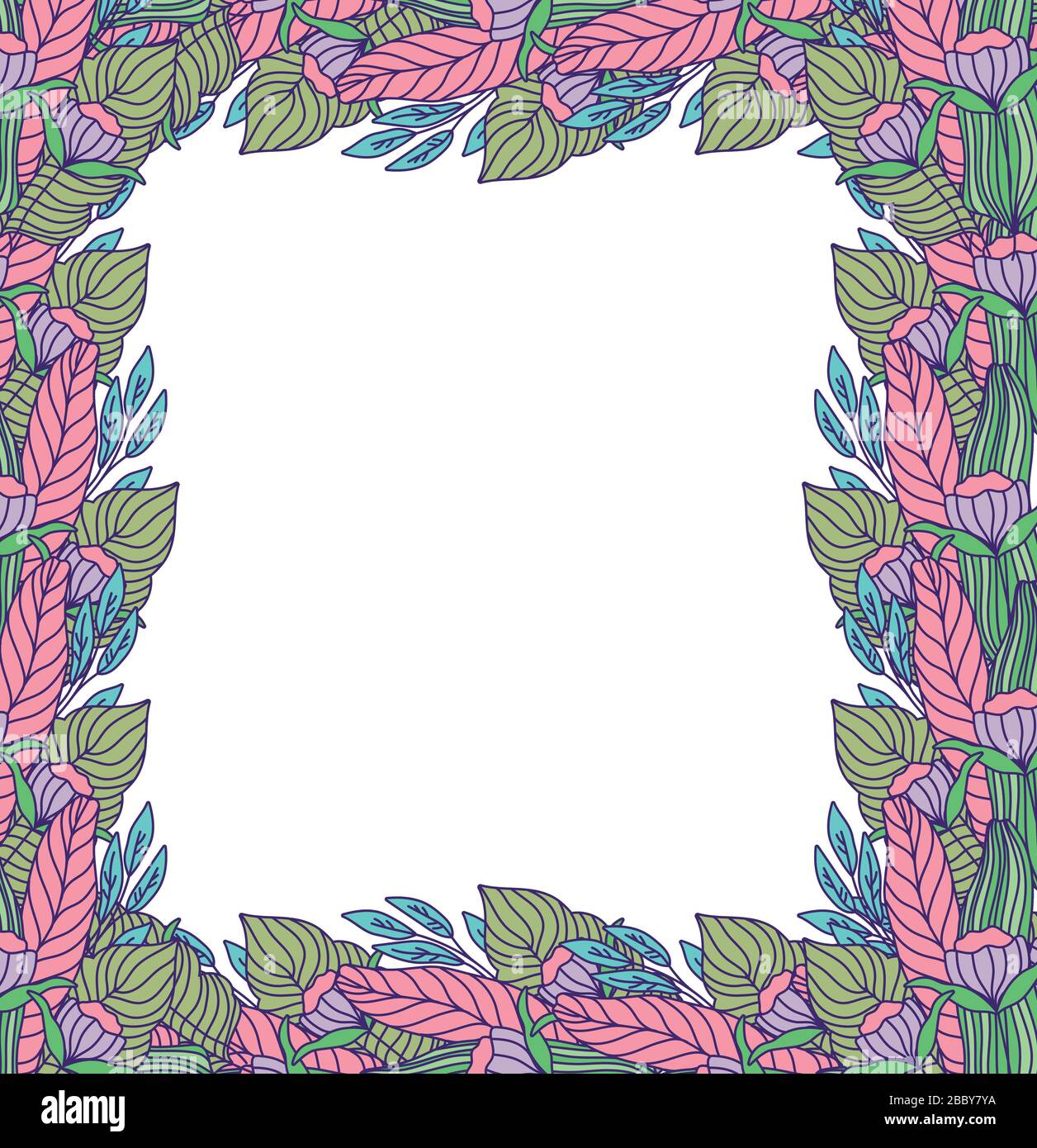 Botanical leaves frame design of Floral nature plant garden ornament ...