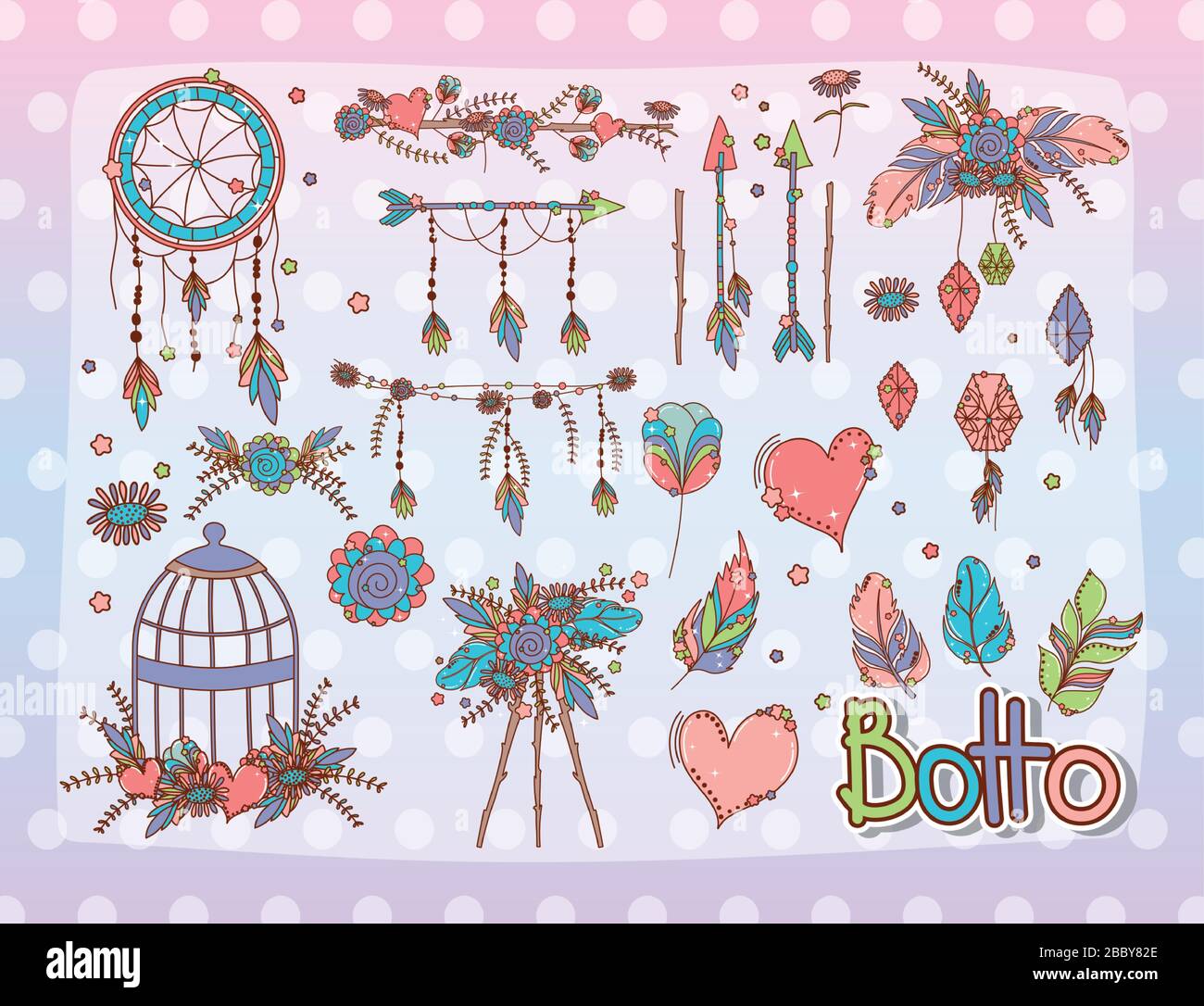 Boho style set design, bohemic rustic decoration vintage fashion art ...