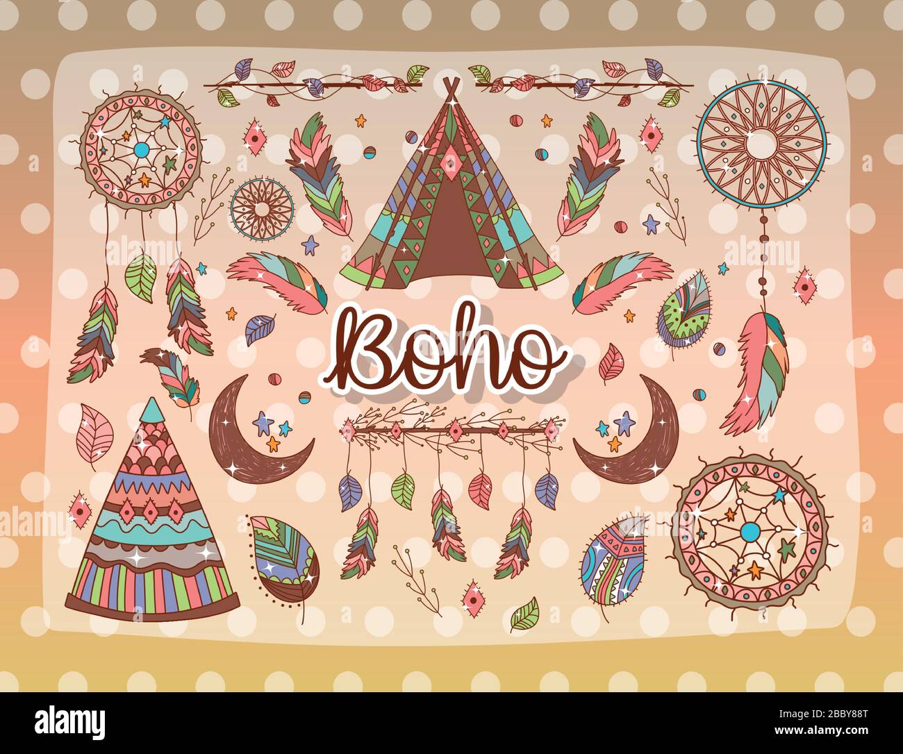 Boho style set design, bohemic rustic decoration vintage fashion art ...
