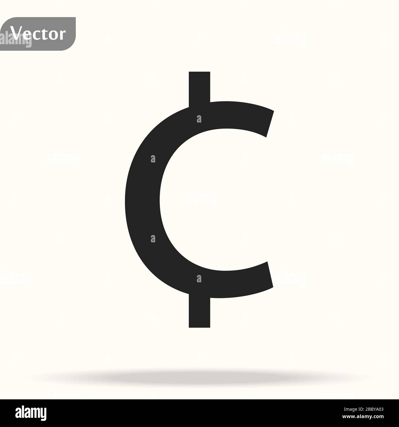 Cent vector icon. Style is flat black symbol on white background. eps10 ...