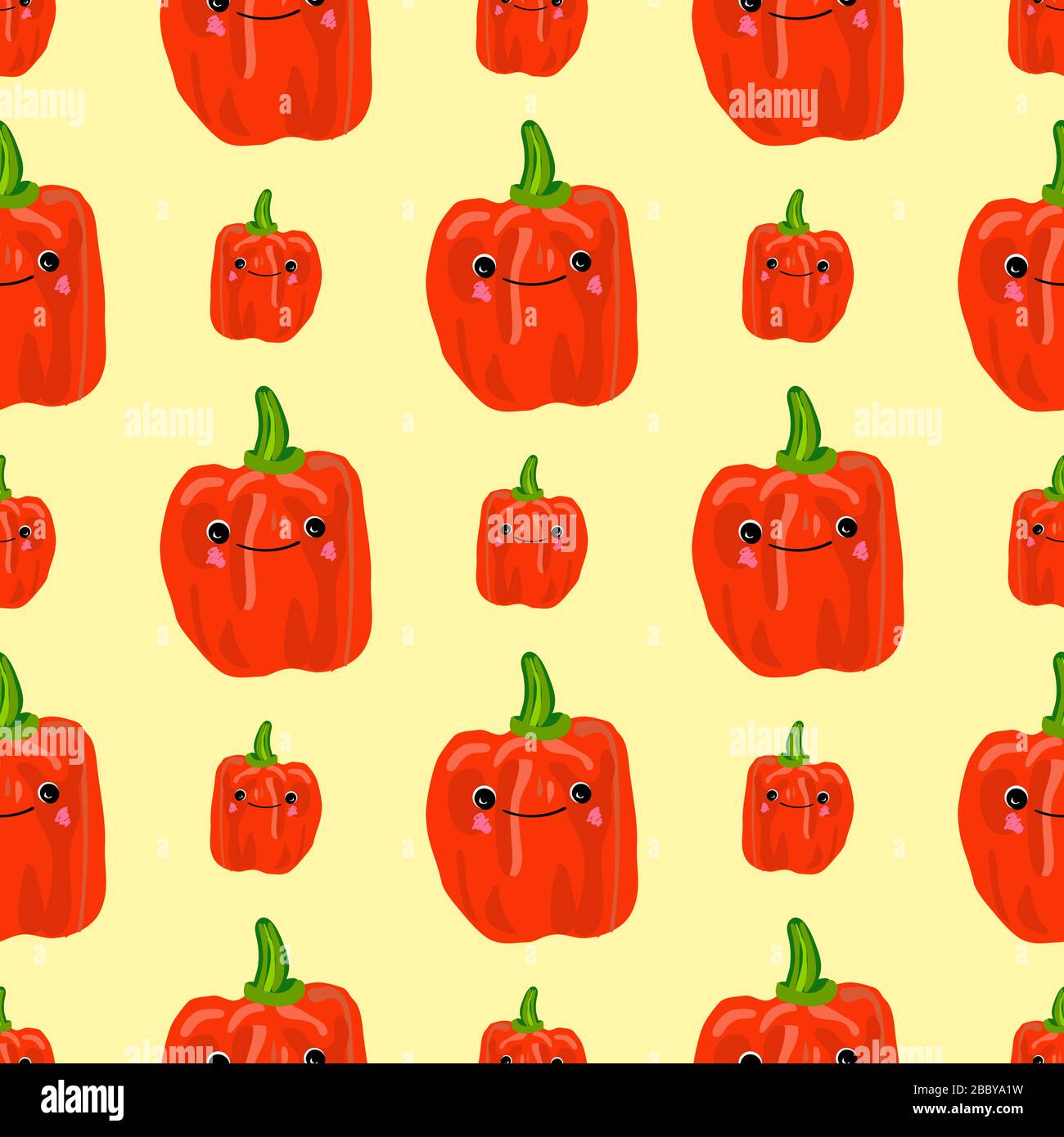 PATTERN seamless pepper. bell pepper red character. children's ...