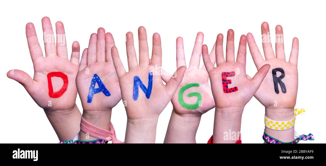 Children Hands Building Word Danger, Isolated Background Stock Photo ...
