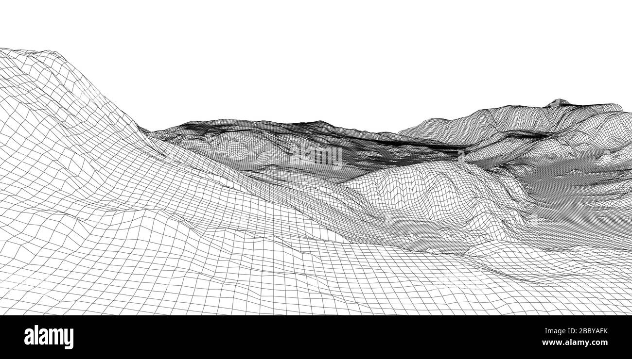 Abstract 3d wire-frame landscape. Blueprint style Stock Vector Image ...
