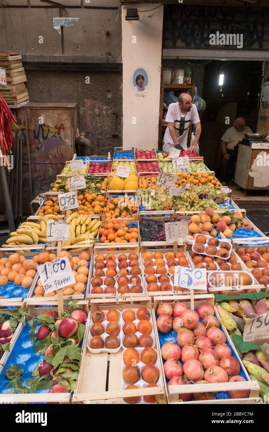 A traditional food market in Naples city center, Italy Stock Photo - Alamy