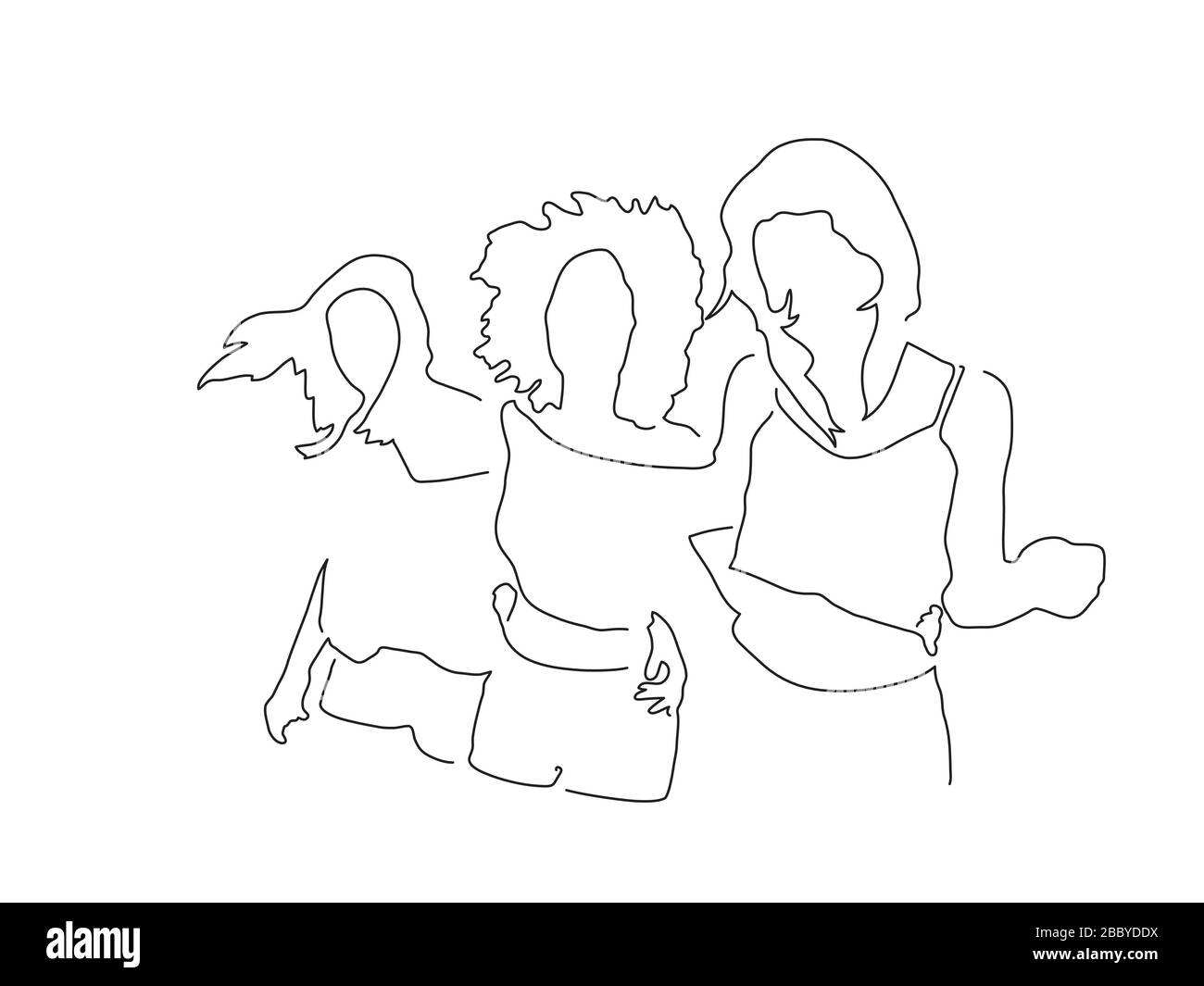 Group of friends line drawing, vector illustration design. Friends ...