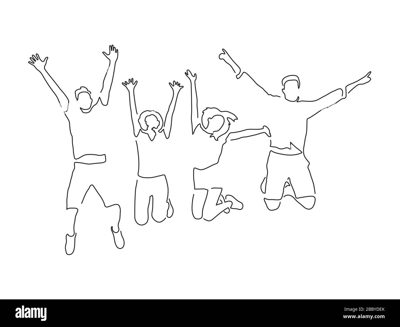Group of friends line drawing, vector illustration design. Friends ...
