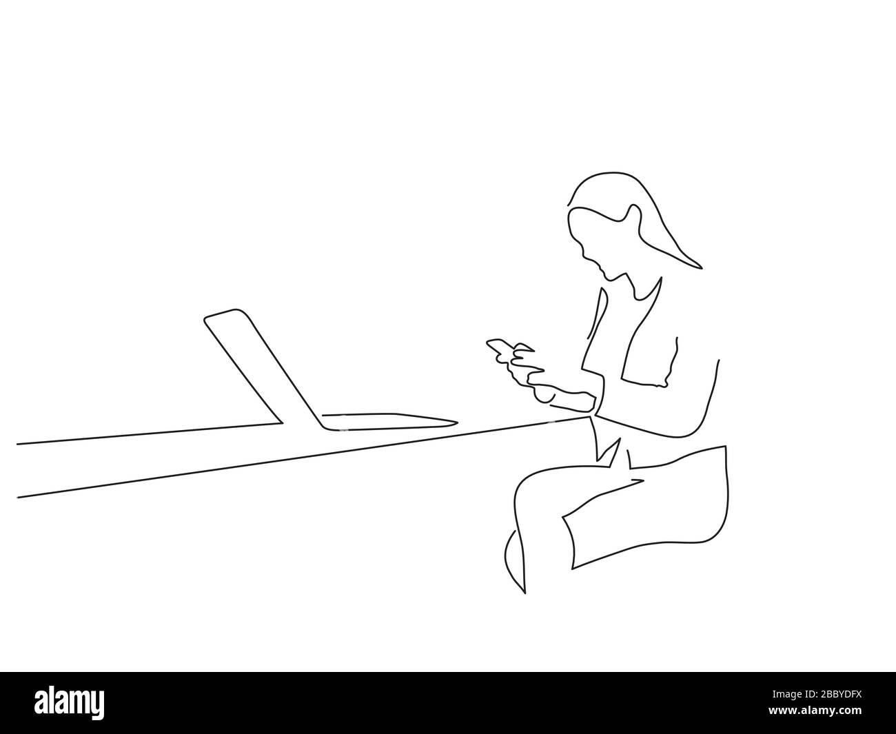 Woman line drawing, vector illustration design. People collection Stock ...