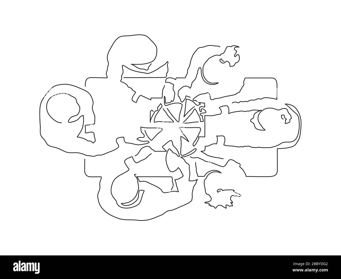 Group of friends line drawing, vector illustration design. Friends ...