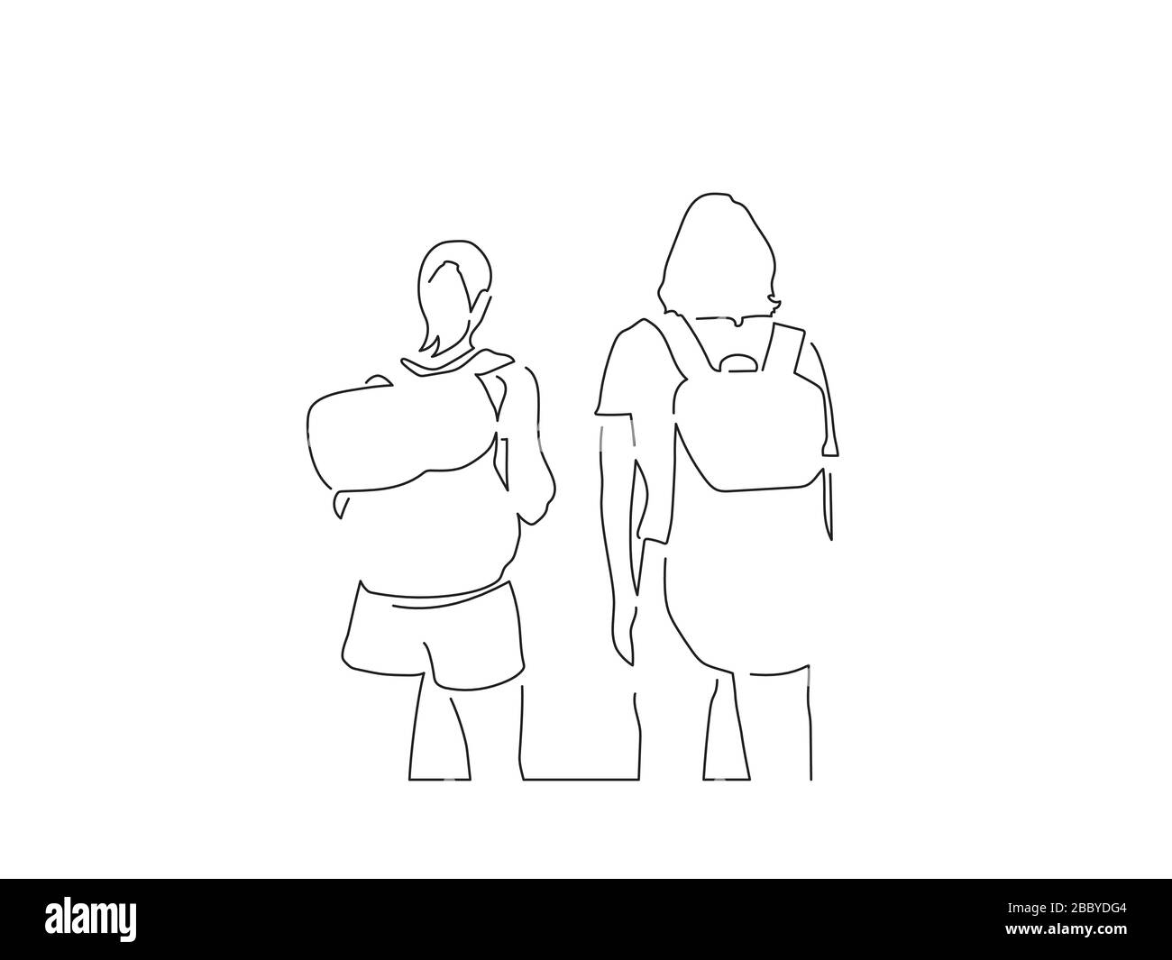 Group of friends line drawing, vector illustration design. Friends ...