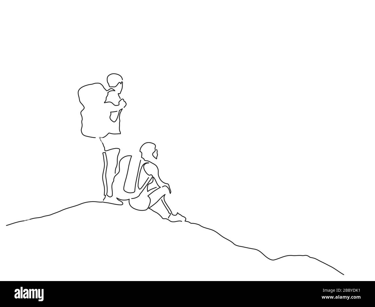 Group of friends line drawing, vector illustration design. Friends ...