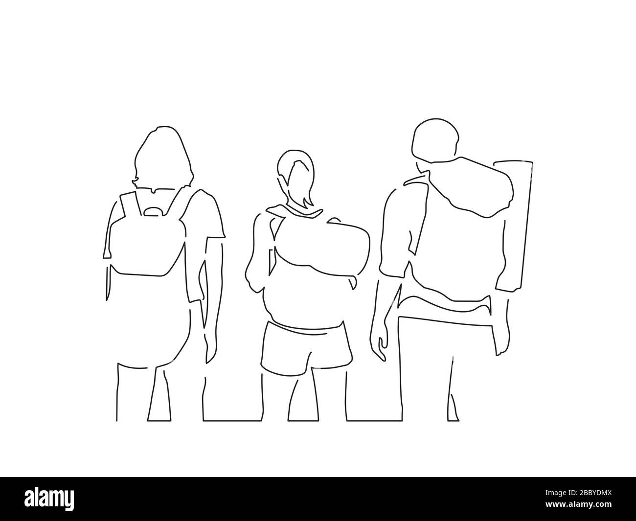 Group of friends line drawing, vector illustration design. Friends ...