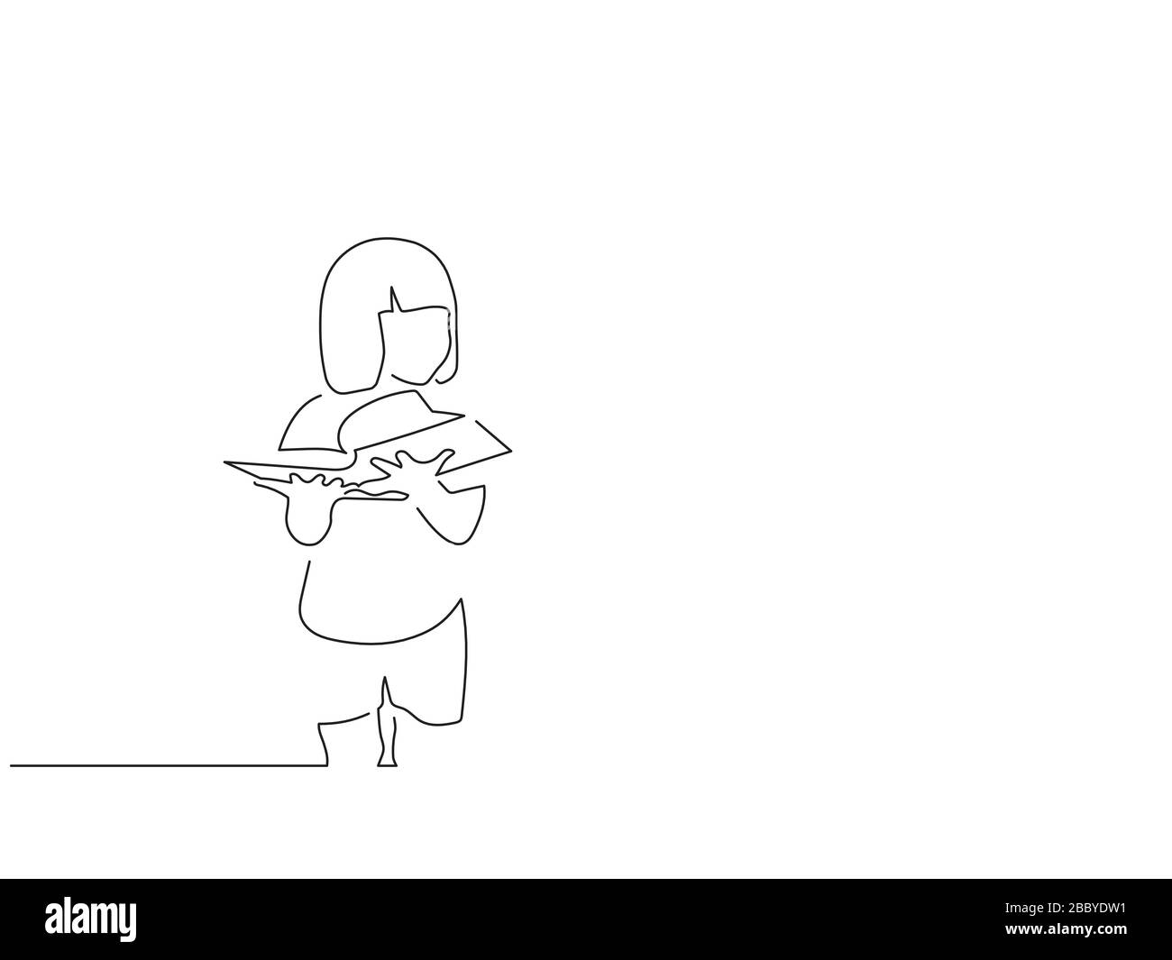 Kid line drawing, vector illustration design. Friends collection Stock ...