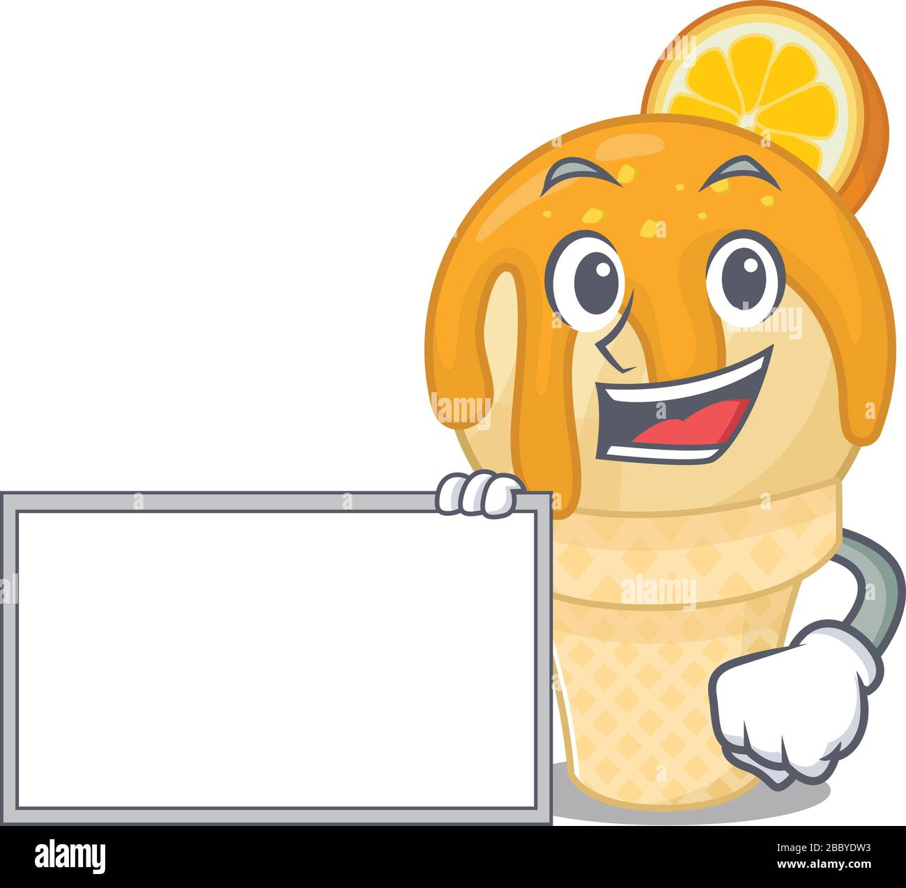 Orange ice cream cartoon character design style with board Stock Vector ...
