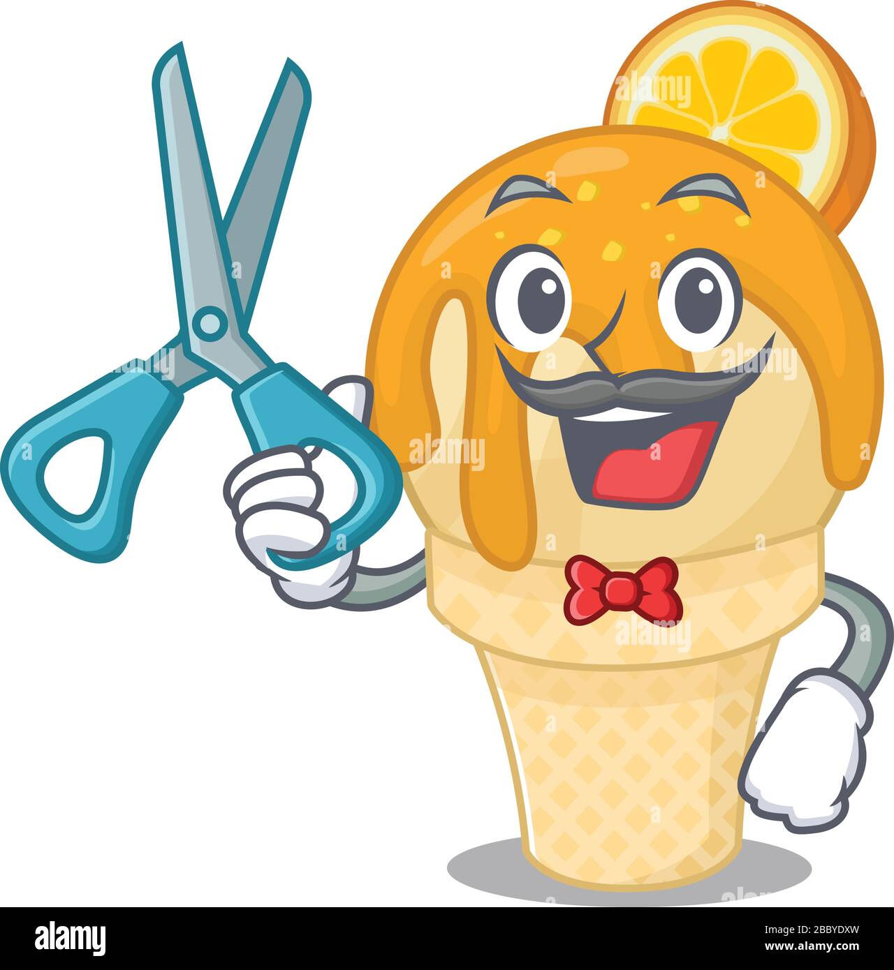 Sporty orange ice cream cartoon character design with barber Stock ...