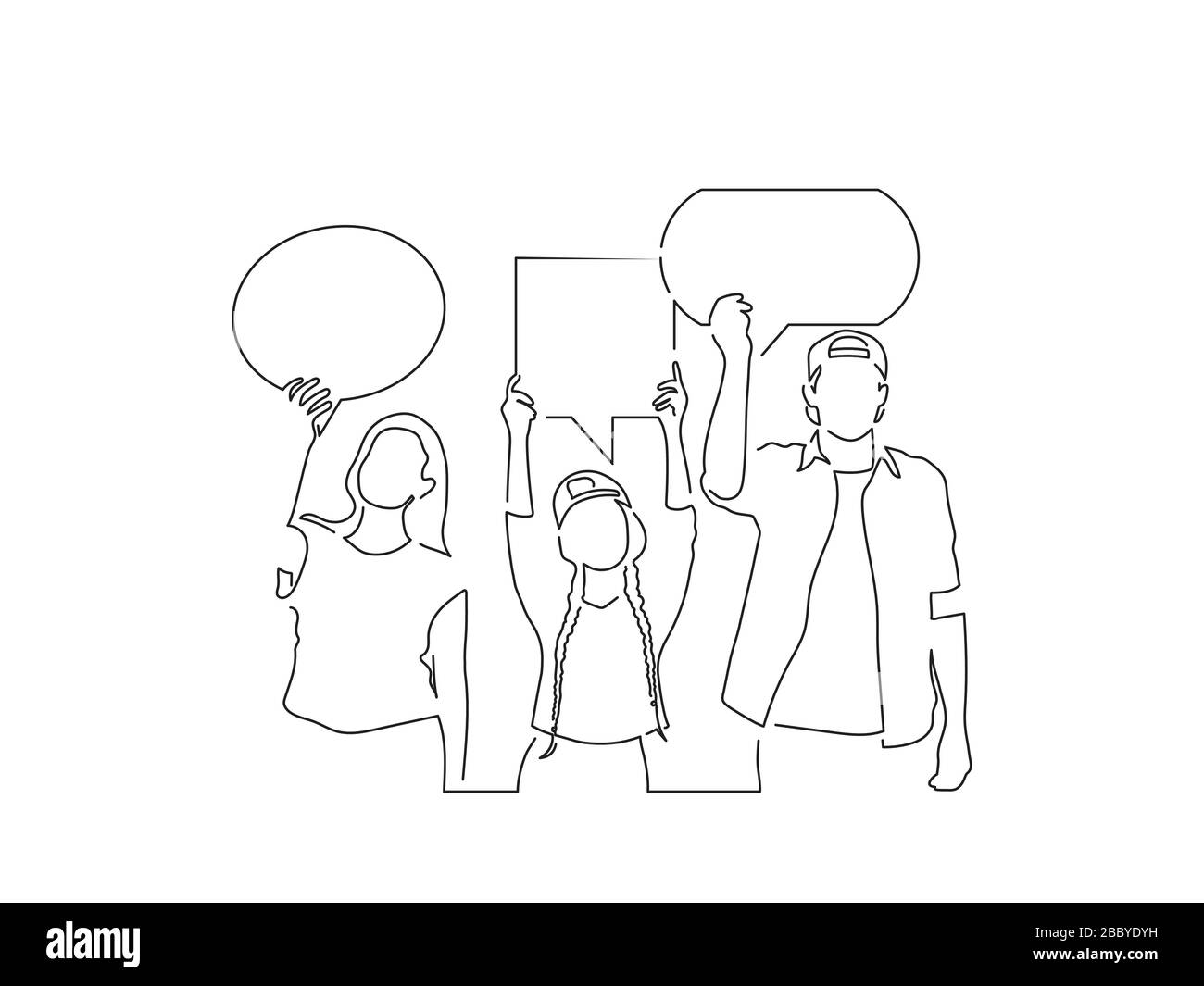 Group of friends line drawing, vector illustration design. Friends ...