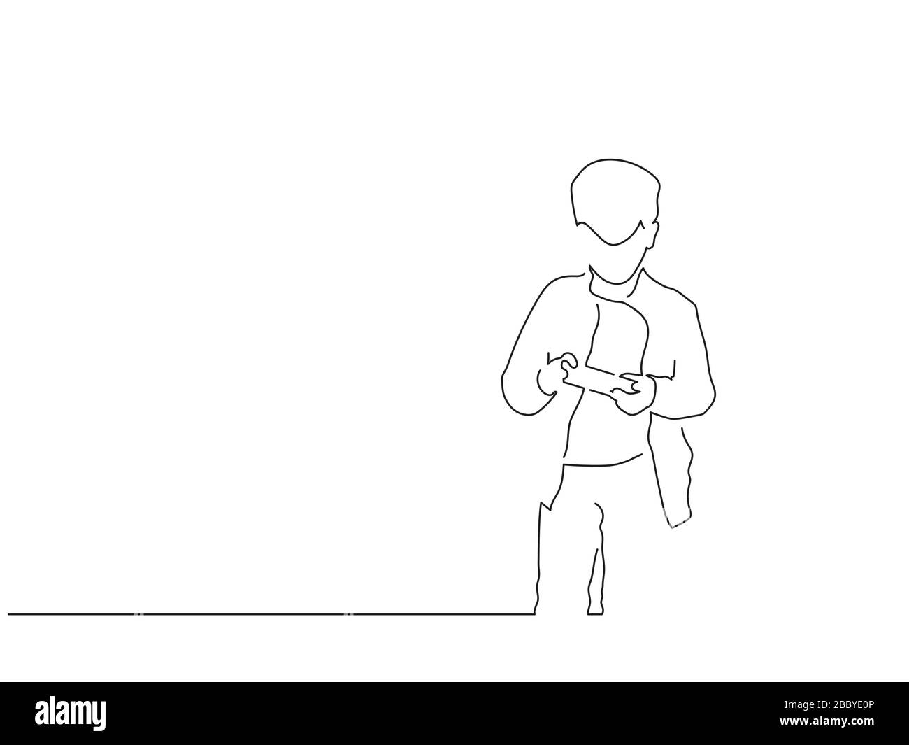 Kid line drawing, vector illustration design. Friends collection Stock ...