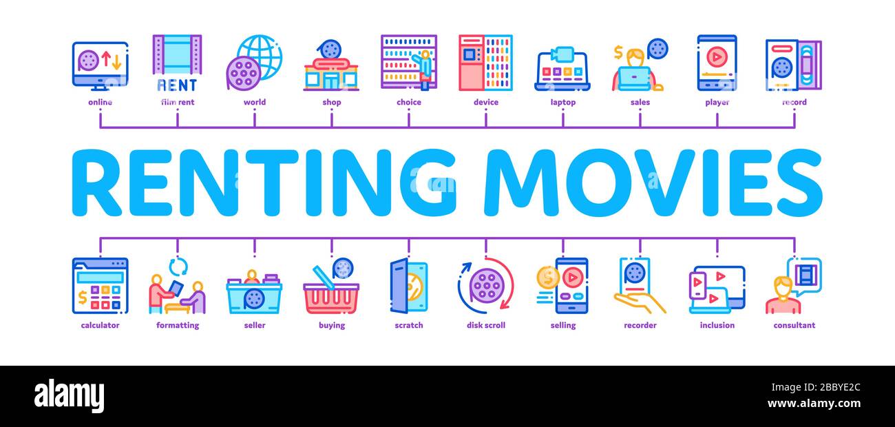 Renting Movies Service Minimal Infographic Banner Vector Stock Vector ...