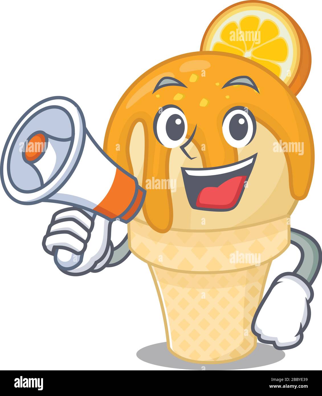 Cartoon character of orange ice cream having a megaphone Stock Vector ...