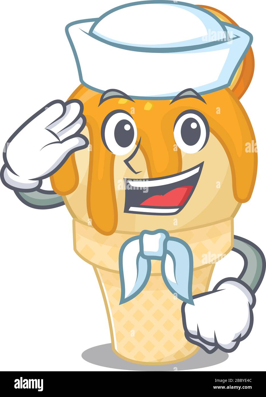 Sailor cartoon character of orange ice cream with white hat Stock ...