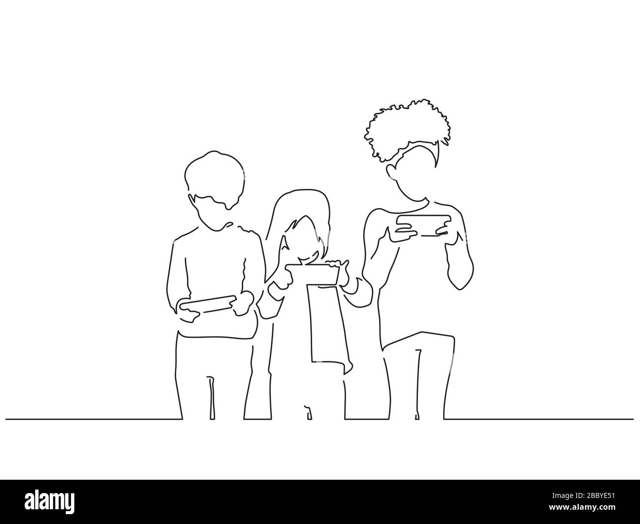 Group of friends line drawing, vector illustration design. Friends ...