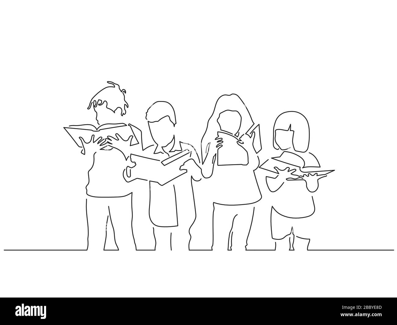 Group of friends line drawing, vector illustration design. Friends ...