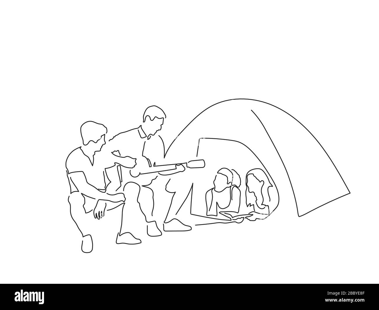 Group of friends line drawing, vector illustration design. Friends ...