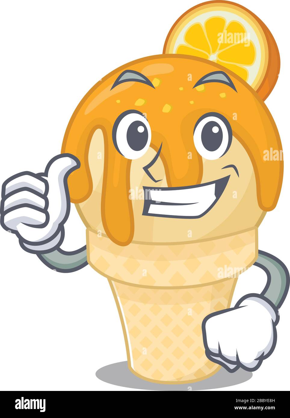orange ice cream cartoon character design making OK gesture Stock ...