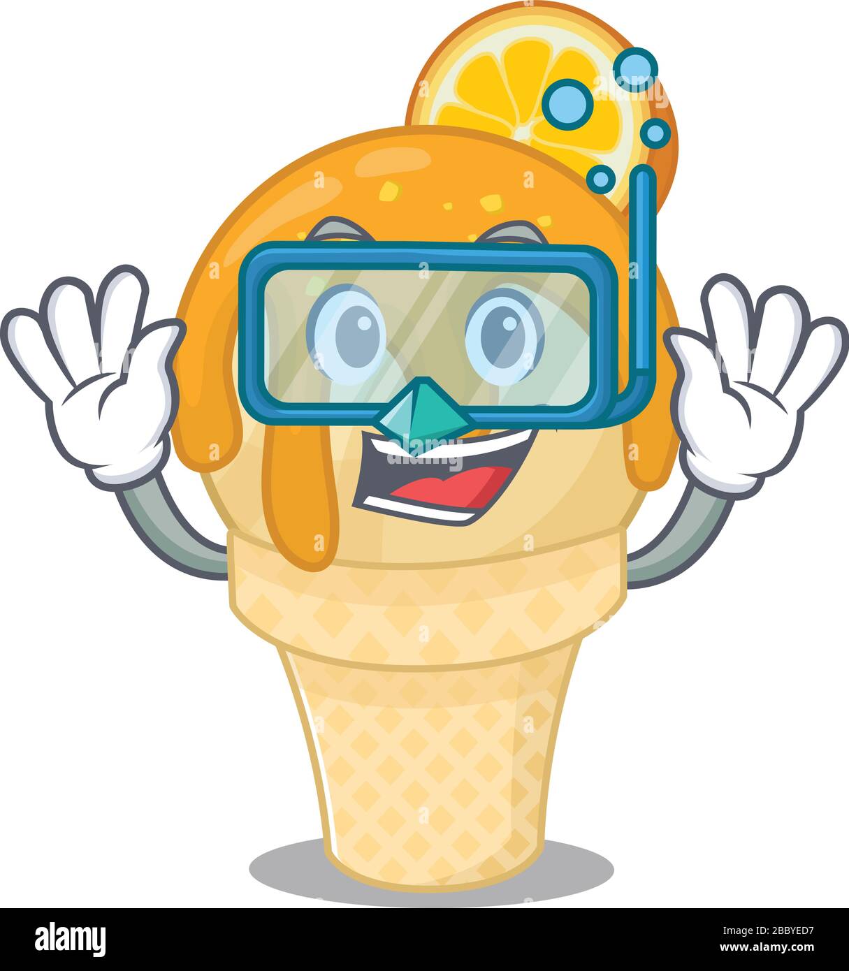 Orange ice cream mascot design concept wearing diving glasses Stock ...
