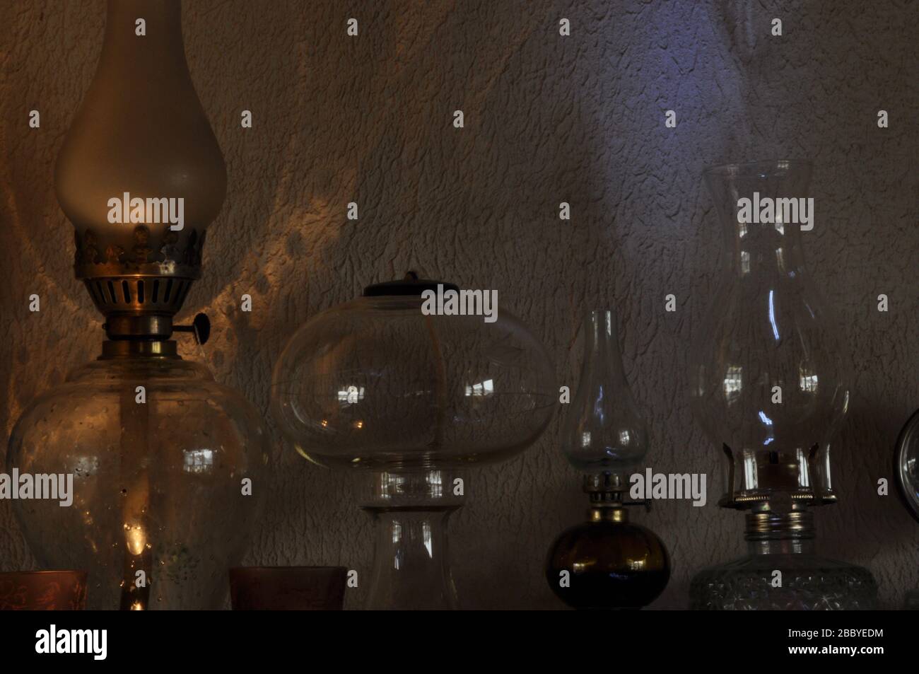 Oil lamps. Ornament on the mantelpiece. Light source. The Middle Ages ...
