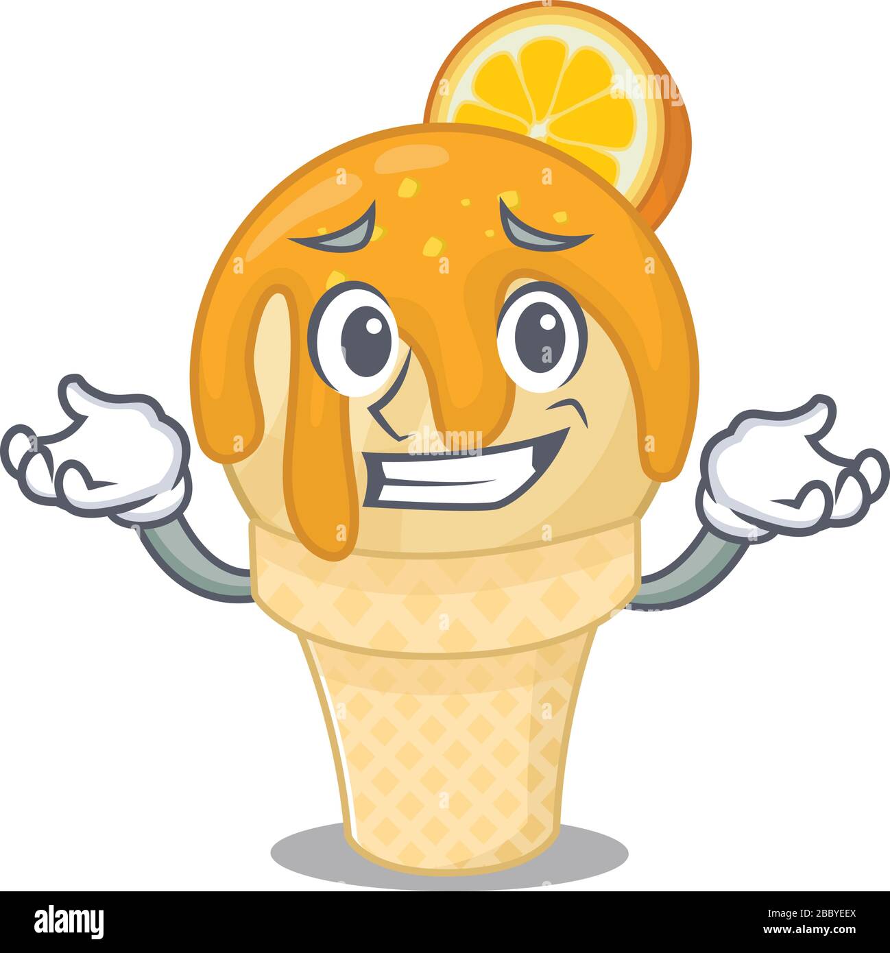 A picture of grinning orange ice cream cartoon design concept Stock ...